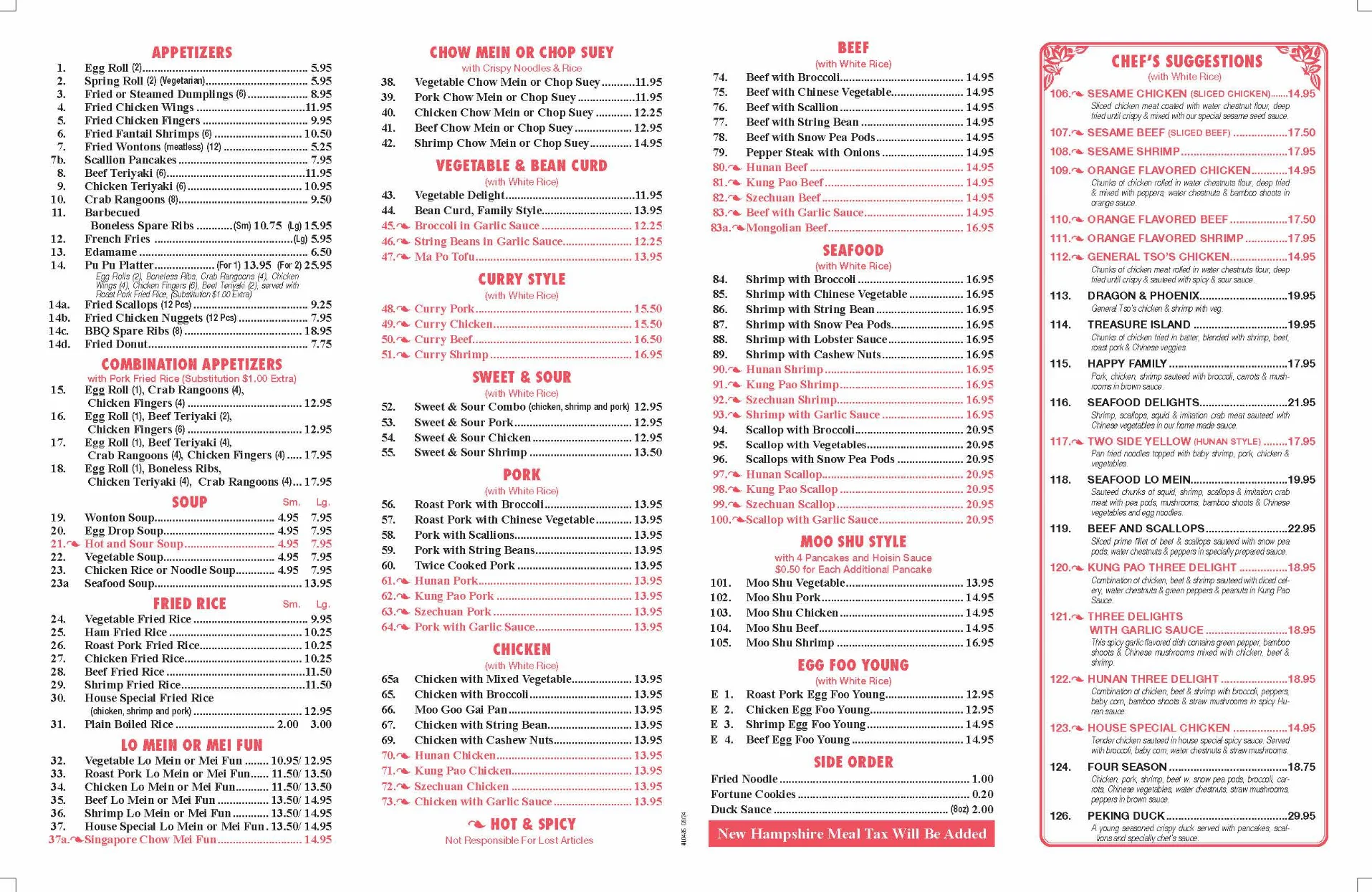 Lucky dragon menu store